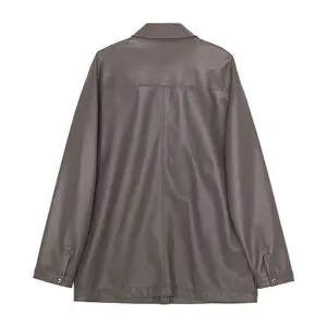 Max Mara Collared Long-sleeved Leather Jacket