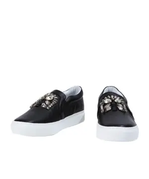 LANVIN Embellished Leather Slip-on Sneakers