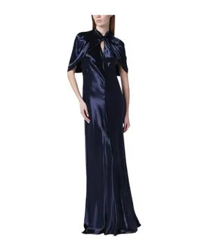 Alberta Ferretti Cape Detail Maxi Dress
