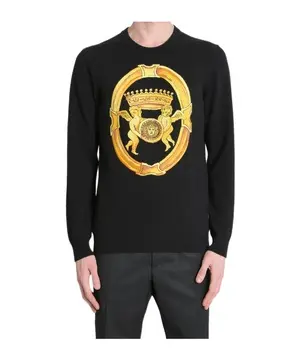 Versace Crew Neck Sweatshirt With Signature Embroidery