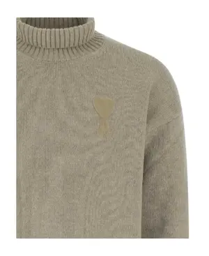 AMI Paris High-neck De Coeur Jumper - Nude