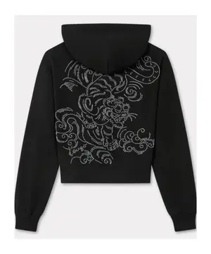Kenzo Star Tiger Embroidered Cropped Hoodie