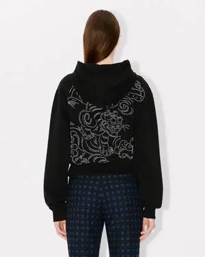 Kenzo Star Tiger Embroidered Cropped Hoodie