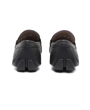 FERRAGAMO Leather Loafers With Logo Detail - Black