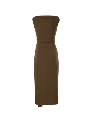 Max Mara Draped Midi Dress - Brown