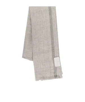 Brunello Cucinelli Embroidered Fringed Scarf - Gray