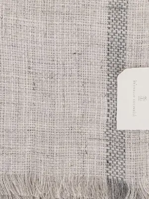 Brunello Cucinelli Embroidered Fringed Scarf - Gray