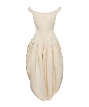 Magda Butrym Off-shoulder Draped Bubble Skirt Dress - Nude