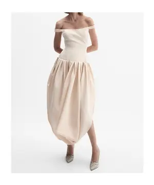 Magda Butrym Off-shoulder Draped Bubble Skirt Dress - Nude