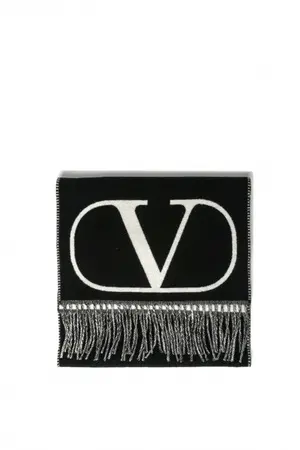 Valentino Garavani Vlogo Fringed Edge Scarf