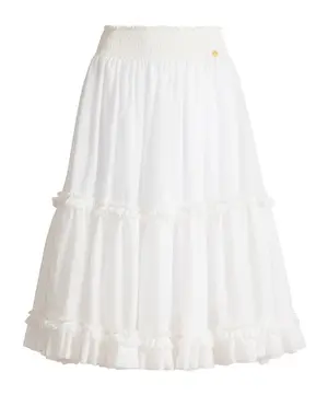 Balmain Long Gathered Ruffle Skirt