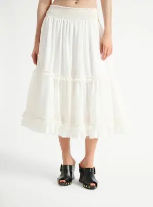 Balmain Long Gathered Ruffle Skirt