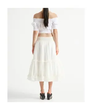 Balmain Long Gathered Ruffle Skirt