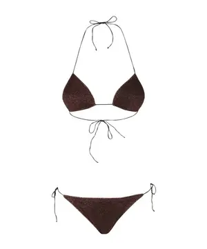 Oseree Two-piece Lace-up Bikini Set - Chocolate