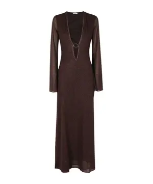Oseree Long-sleeved V-neck Maxi Dress
