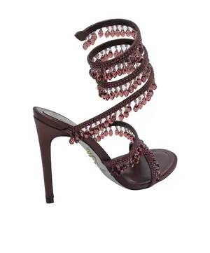 Rene Caovilla Chandelier Embellished Spiral Ankle Strap Stiletto Sandals