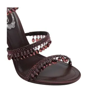 Rene Caovilla Chandelier Embellished Spiral Ankle Strap Stiletto Sandals