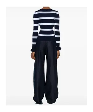 TWINSET Striped Knitted Sweater With Ruffled Cuffs