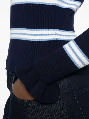 TWINSET Striped Knitted Sweater With Ruffled Cuffs