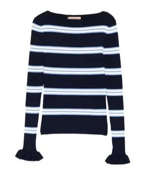 TWINSET Striped Knitted Sweater With Ruffled Cuffs - No