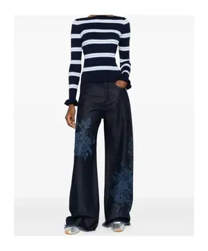 TWINSET Striped Knitted Sweater With Ruffled Cuffs - No