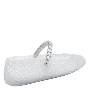 JIMMY CHOO Embellished Ballerina Flats - White