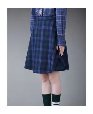 Thom Browne Plaid A-line Skirt