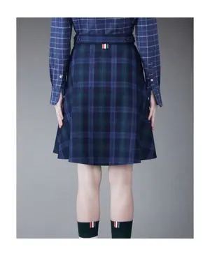 Thom Browne Plaid A-line Skirt