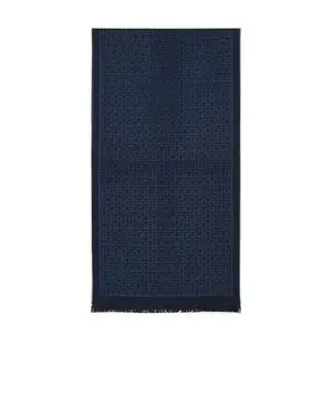 FERRAGAMO Gancini-jacquard Wool Scarf - Black