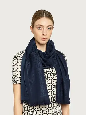 FERRAGAMO Gancini-jacquard Wool Scarf