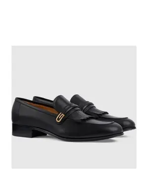 Gucci Logo Detailed Leather Loafers