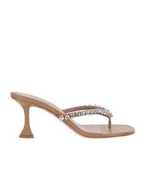 Amina Muaddi Split-toe Embellished Sandals - Brown