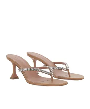 Amina Muaddi Split-toe Embellished Sandals - Brown