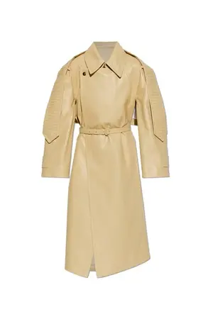 Bottega Veneta Semi Shiny Leather Trench Coat - Rubber Brown