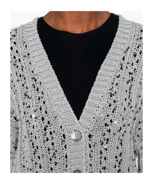 Peserico Sequin Button Cardigan - Gray