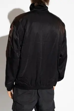DIESEL® Faded Zip-up Bomber Jacket With Logo Patch