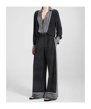 Ermanno Scervino Bandana Print Silk Palazzo Trousers - Black