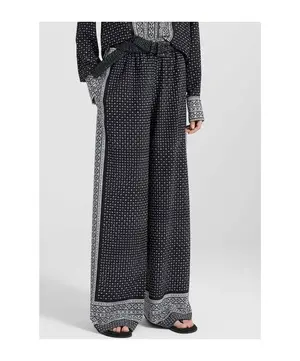 Ermanno Scervino Bandana Print Silk Palazzo Trousers - Black