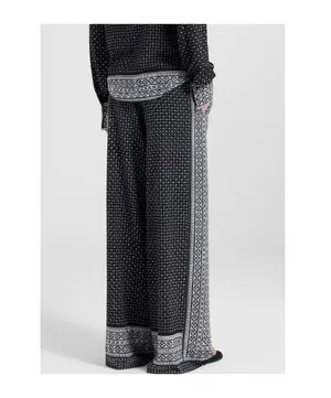 Ermanno Scervino Bandana Print Silk Palazzo Trousers - Black