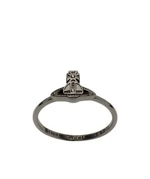 VIVIENNE WESTWOOD Oslo Ring With Logo Detail - Gray