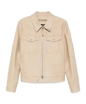 TOM FORD Gabardine Weave Zip-up Jacket - Light Brown