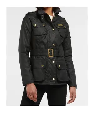 Barbour Logo Patch Belted Waxed Jacket