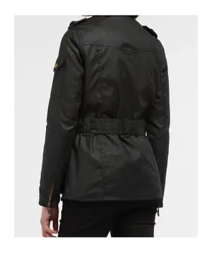 Barbour Logo Patch Belted Waxed Jacket