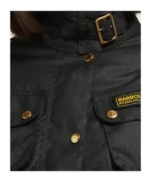 Barbour Logo Patch Belted Waxed Jacket