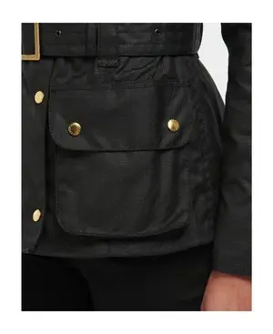 Barbour Logo Patch Belted Waxed Jacket