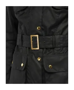 Barbour Logo Patch Belted Waxed Jacket