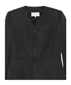 MAISON MARGIELA Single-breasted V-neck Coat - Black