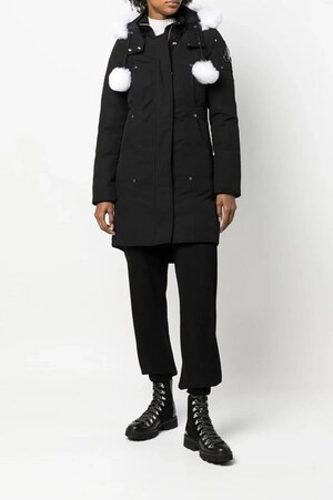 Moose Knuckles Front-zip Hooded Jacket With Fur Trim - Black