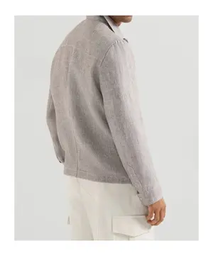 Brunello Cucinelli Linen And Hemp Diagonal Outerwear Jacket - Light Brown