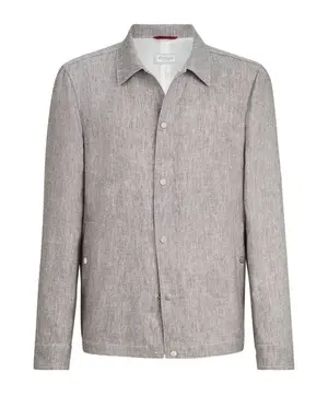 Brunello Cucinelli Linen And Hemp Diagonal Outerwear Jacket - Light Brown